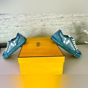 Fendi | Shoes | Fendi Denim Logo Rose Embroidered Womens Domino Low Top Sneakers Us 9eu 39 ...